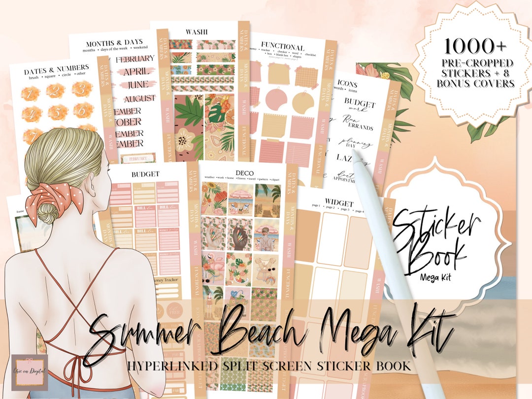 DIGITAL STICKER SET, Beach Goodnotes Stickers, Journal Stickers ...