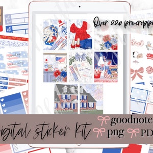 JULY 4th GOODNOTES STICKERS, Independence Day Digital Planner Stickers ...