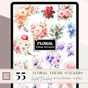 Spring Digital Sticker, Goodnotes Floral Sticker, Flowers Sticker ...