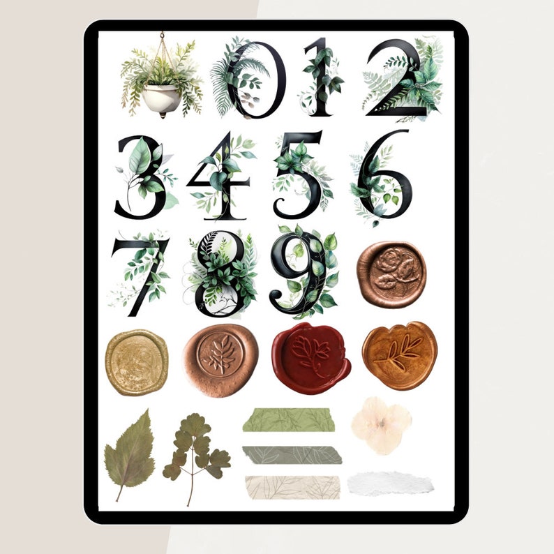 Plant Digital STICKERS, Goodnotes Sticker Boho, Botanical Stickers ...