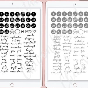 Digital Planner Dates Days Months Stickers, Goodnotes Stickers, iPad ...