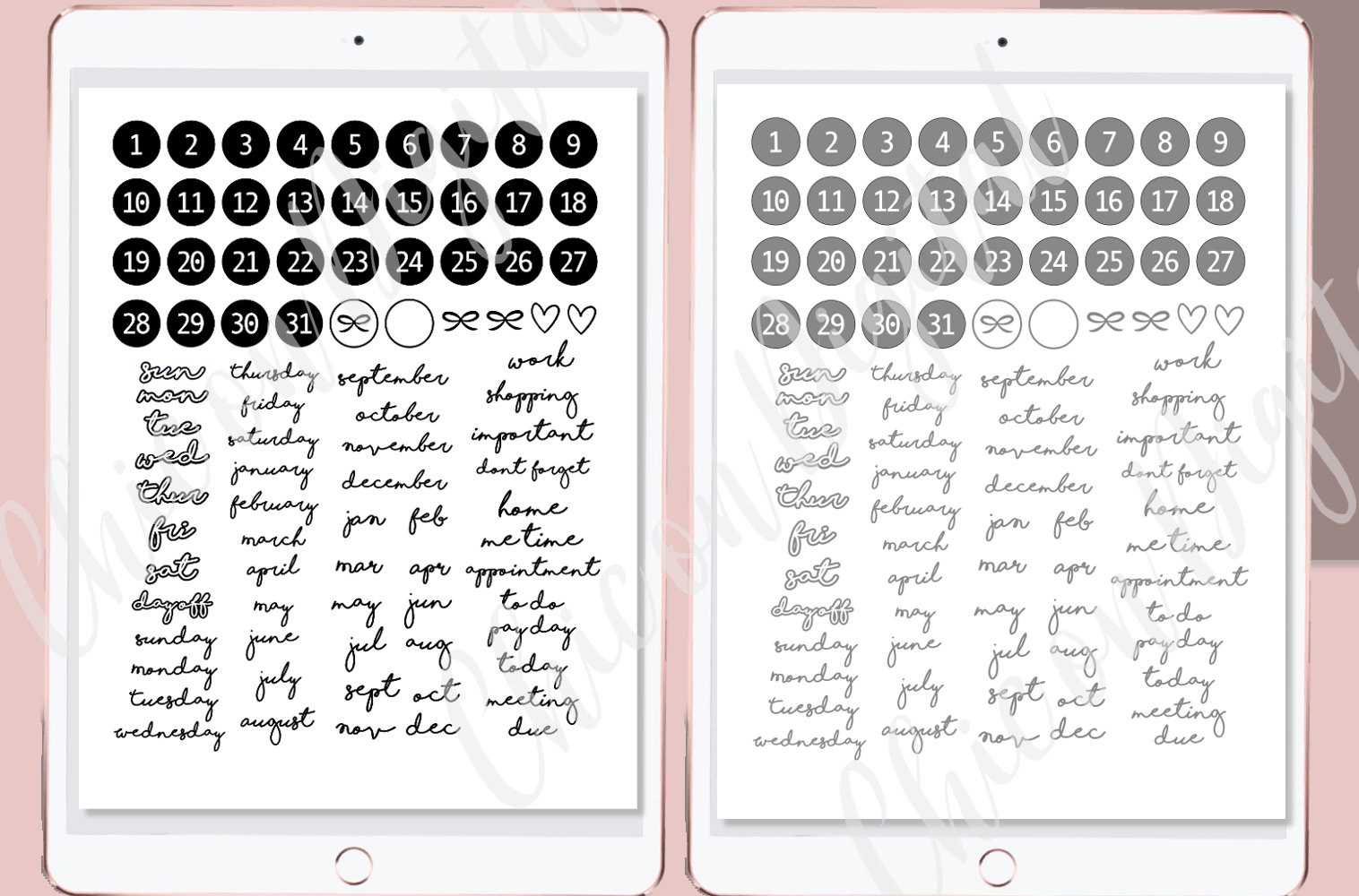 Digital Planner Dates Days Months Stickers, Goodnotes Stickers, iPad ...
