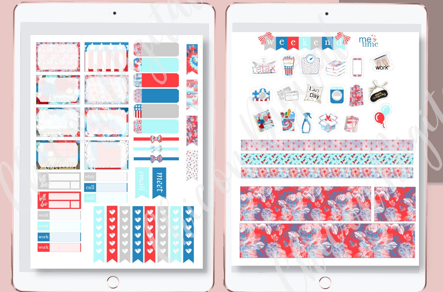 GOODNOTES STICKERS July 4th Digital Planner Stickers - Etsy