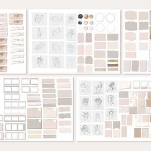 Moodboard DIGITAL STICKERS, Aesthetic Digital Stickers, Neutral ...