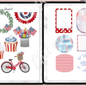 JULY 4th Digital Stickers, Independence Day Goodnotes Stickers, Pre ...