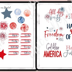 JULY 4th Digital Stickers, Independence Day Goodnotes Stickers, Pre ...