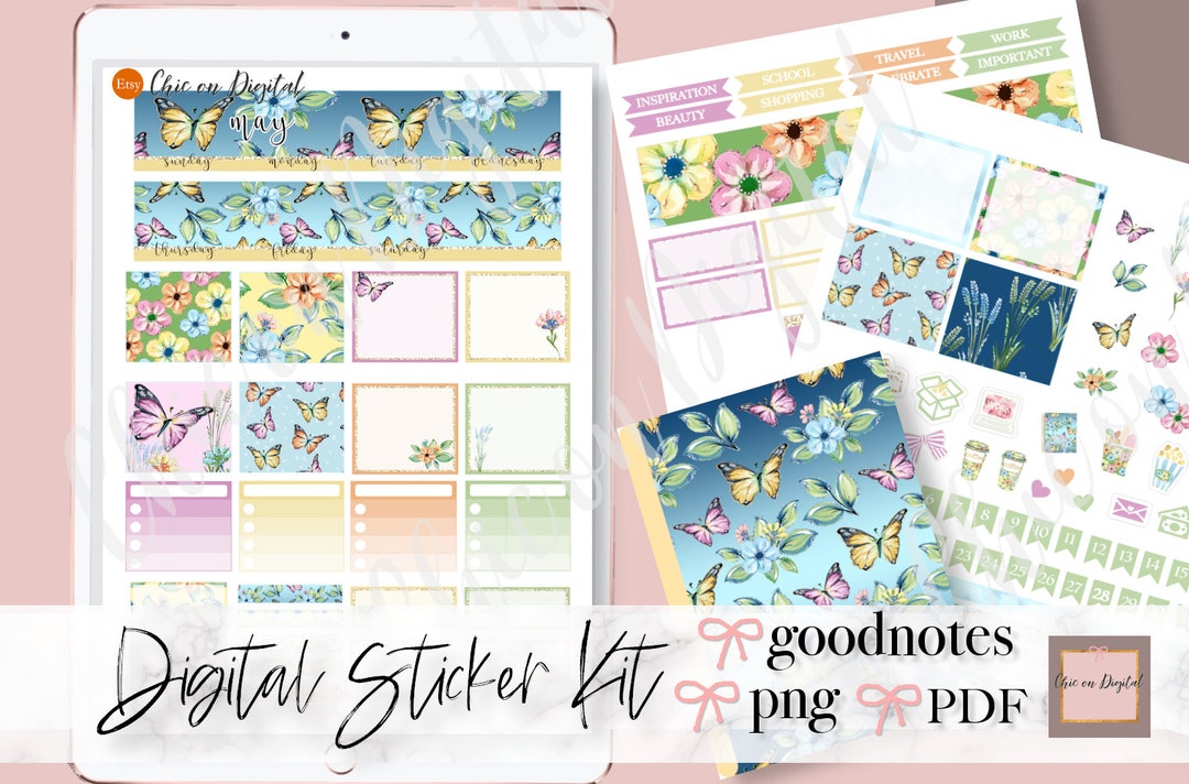 MAY MONTHLY Goodnotes, May Flower Goodnotes Sticker Kit, May Digital ...