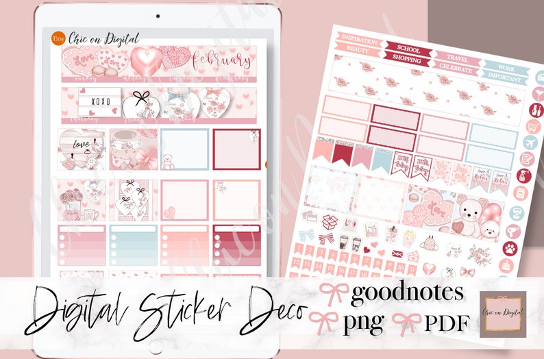 FEBRUARY MONTHLY KIT Digital Stickers February Goodnotes | Etsy