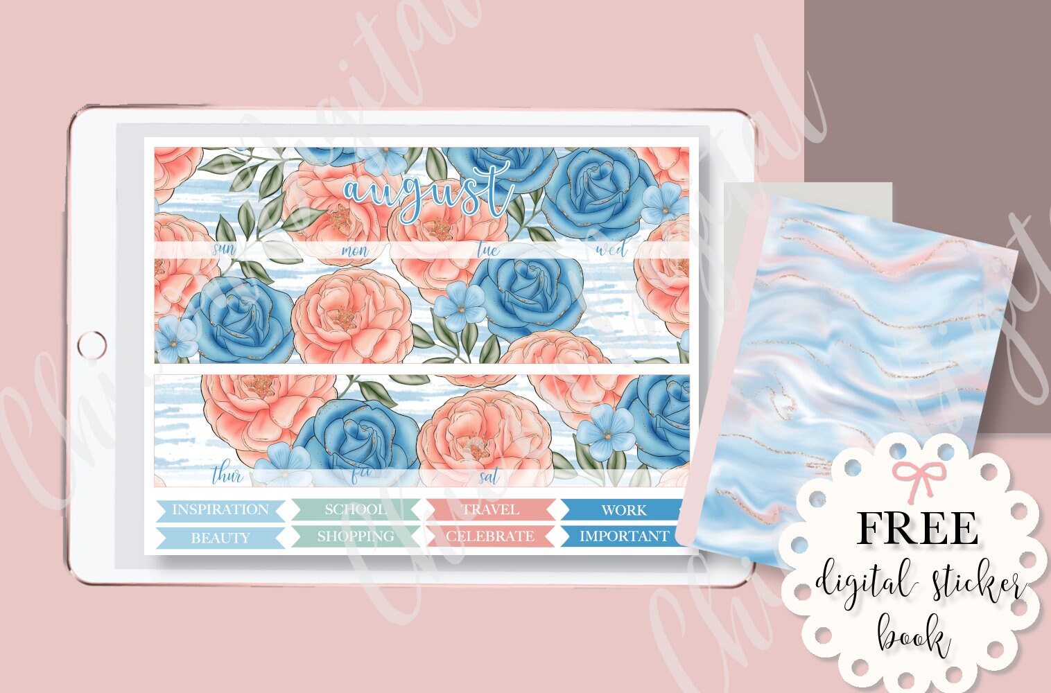 AUGUST MONTHLY KIT Digital Stickers August Goodnotes Planner - Etsy