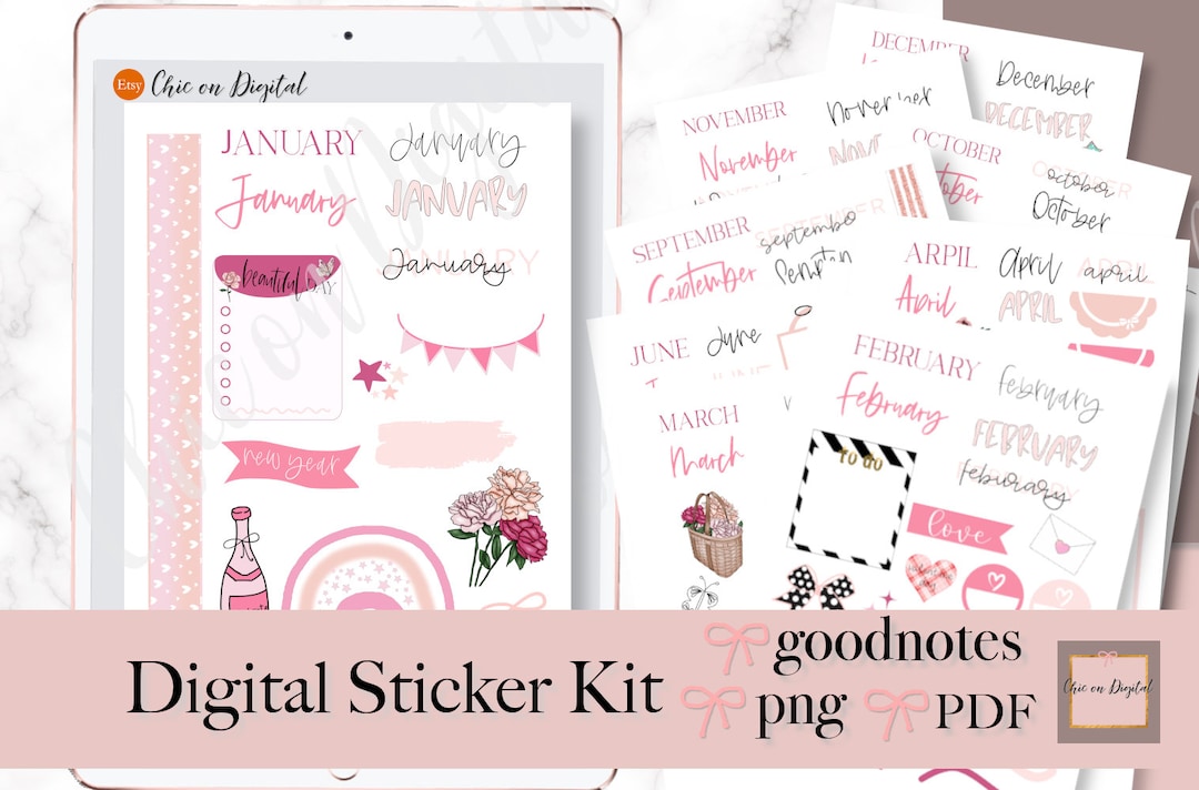 DIGITAL MONTH STICKER, Stickers for Goodnotes, Month of the Year ...