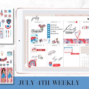JULY 4th Digital Stickers Bundle, Independence Day Digital Stickers ...