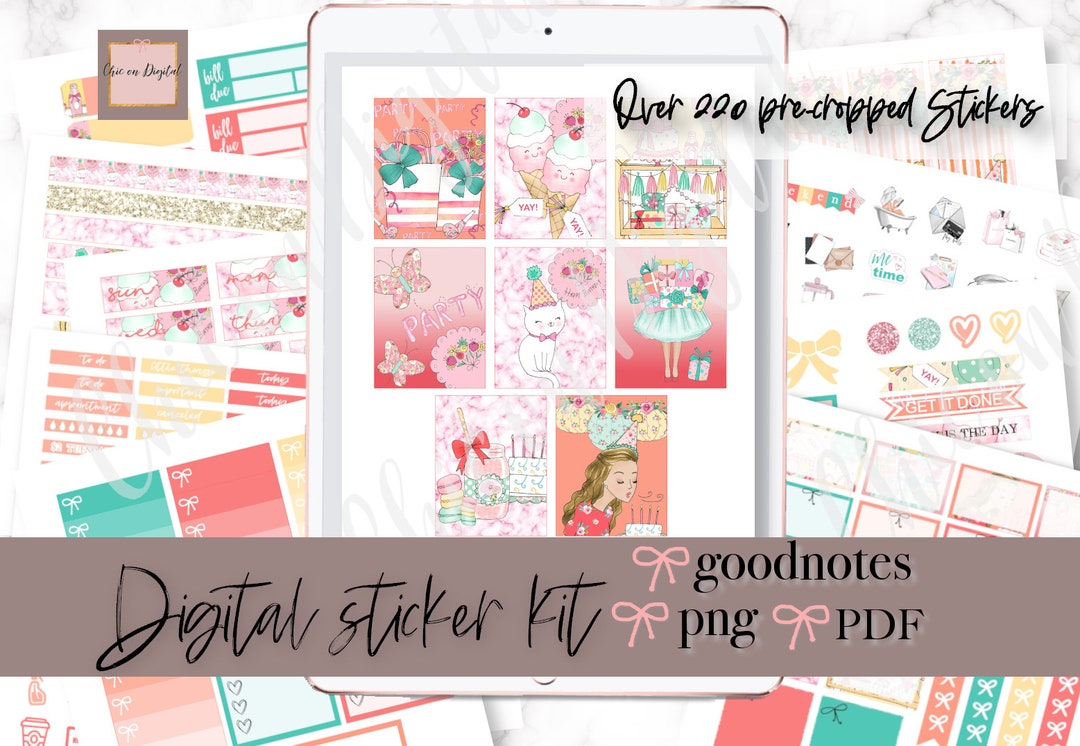 BIRTHDAY DIGITAL Stickers, Goodnotes Planner Stickers, Cute Birthday ...