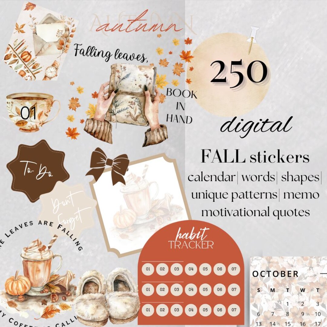 Fall Reading DIGITAL Sticker Goodnotes Book Reading, Inspiration Quote ...