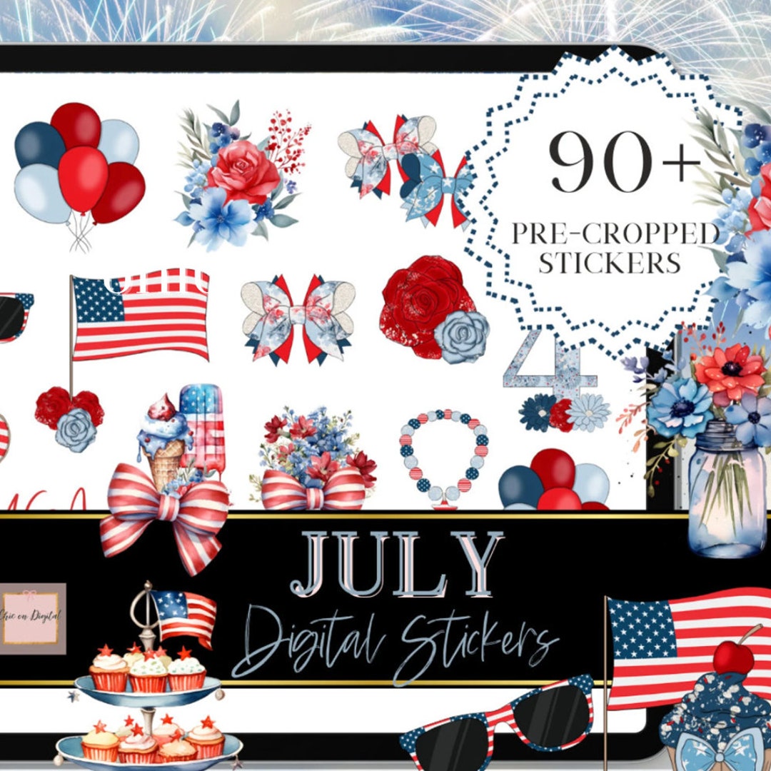 July GOODNOTES STICKER for Independence Day Pack Digital Planning ...