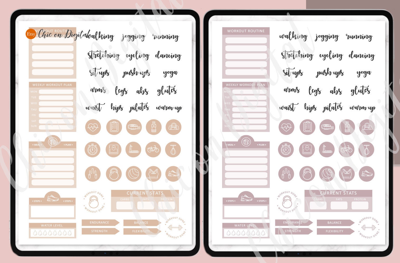 FITNESS Digital Sticker FITNESS Goodnotes Sticker Workout - Etsy