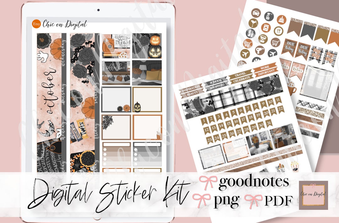 OCTOBER MONTHLY KIT Digital Sticker, October Goodnotes Sticker ...