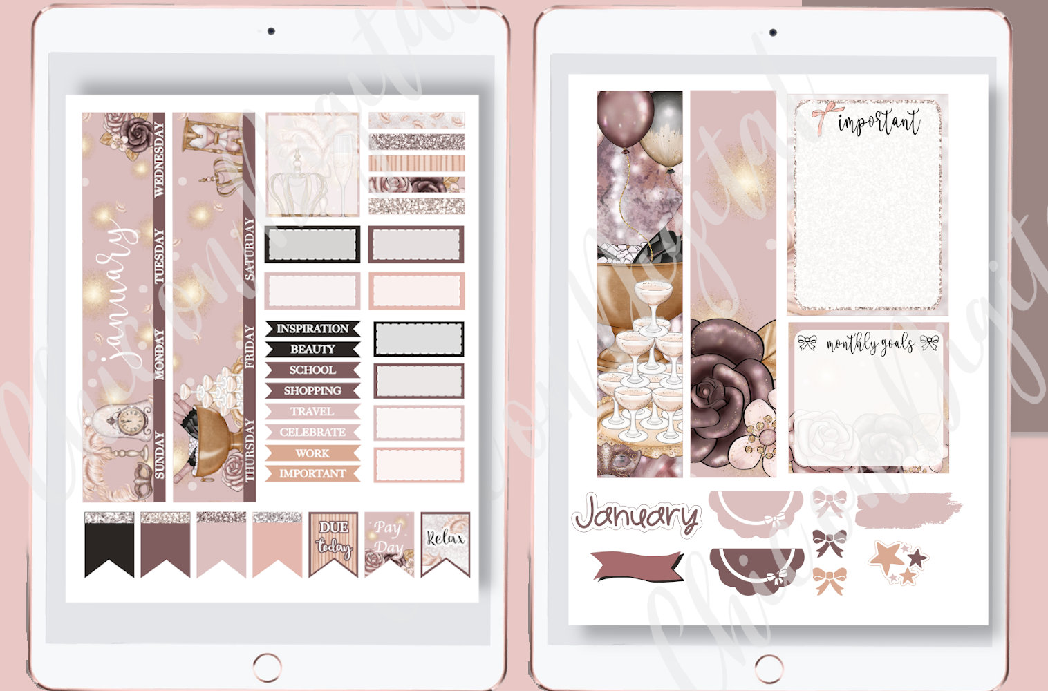 JANUARY MONTHLY KIT Digital Stickers, January Goodnotes Stickers, 2025 ...