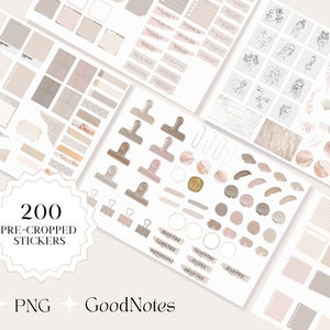 Neutral Digital Stickers Moodboard for Goodnotes Aesthetic Digital ...