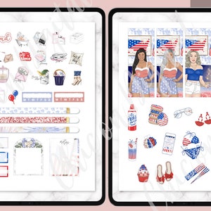 JULY 4th GOODNOTES STICKERS, Independence Day Digital Planner Stickers ...