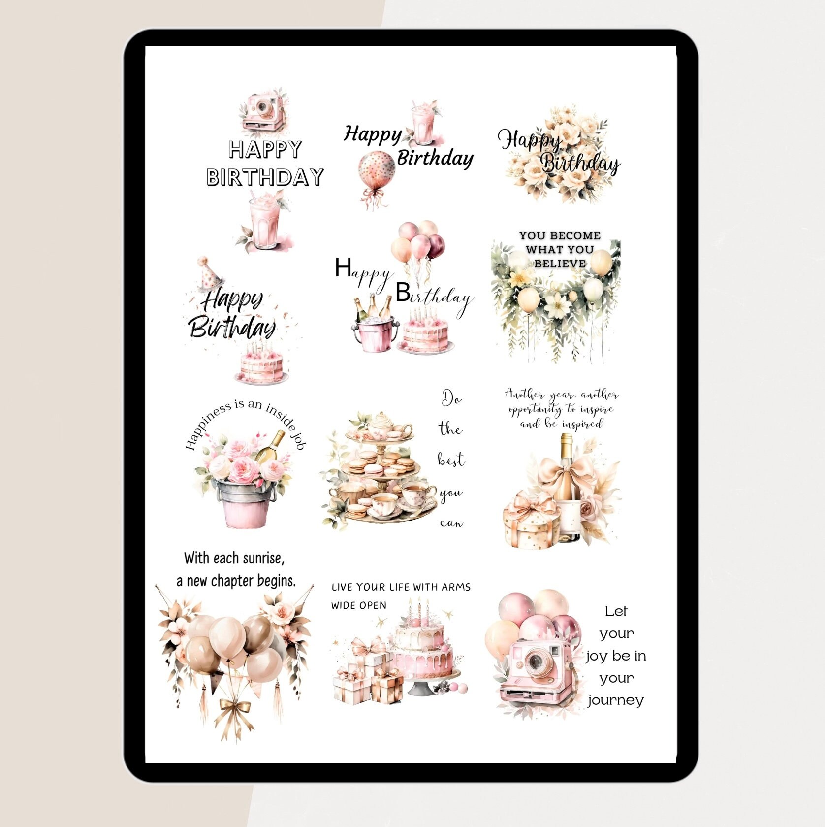 BIRTHDAY Digital Stickers, Celebration Goodnotes Stickers, Date ...