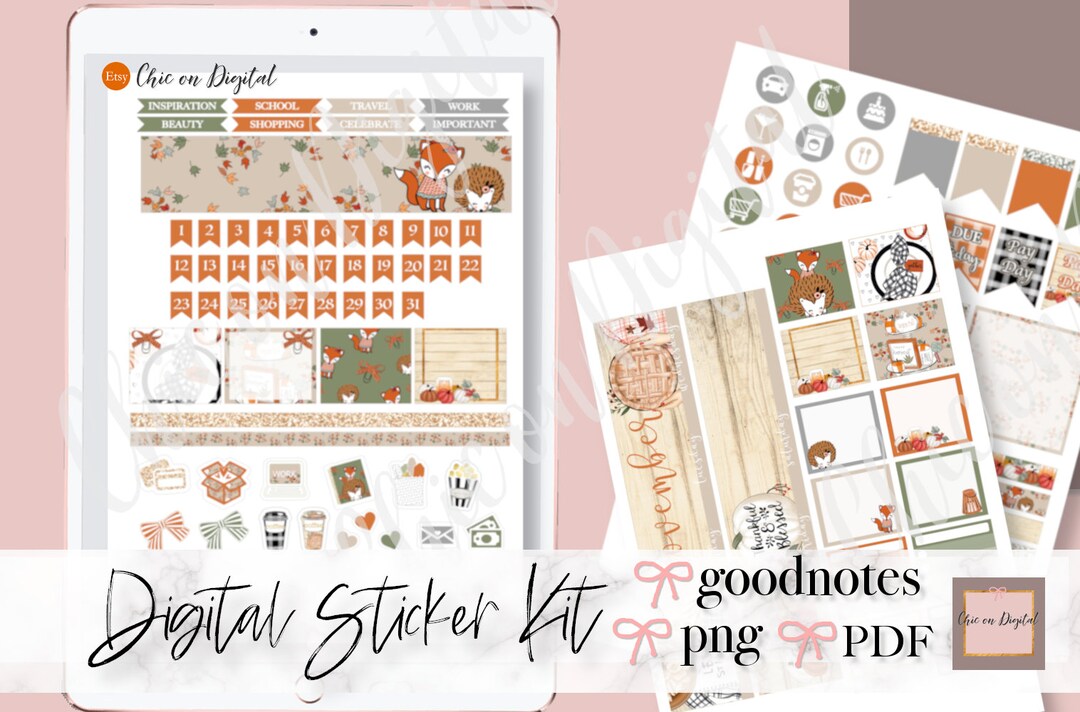 NOVEMBER MONTHLY KIT Digital Stickers, November Goodnotes Stickers ...