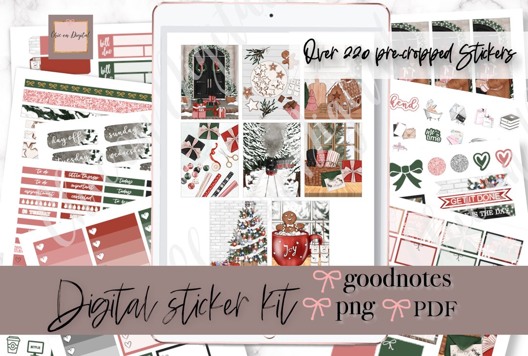 CHRISTMAS Goodnotes STICKER, Christmas Digital Sticker, Red Xmas ...