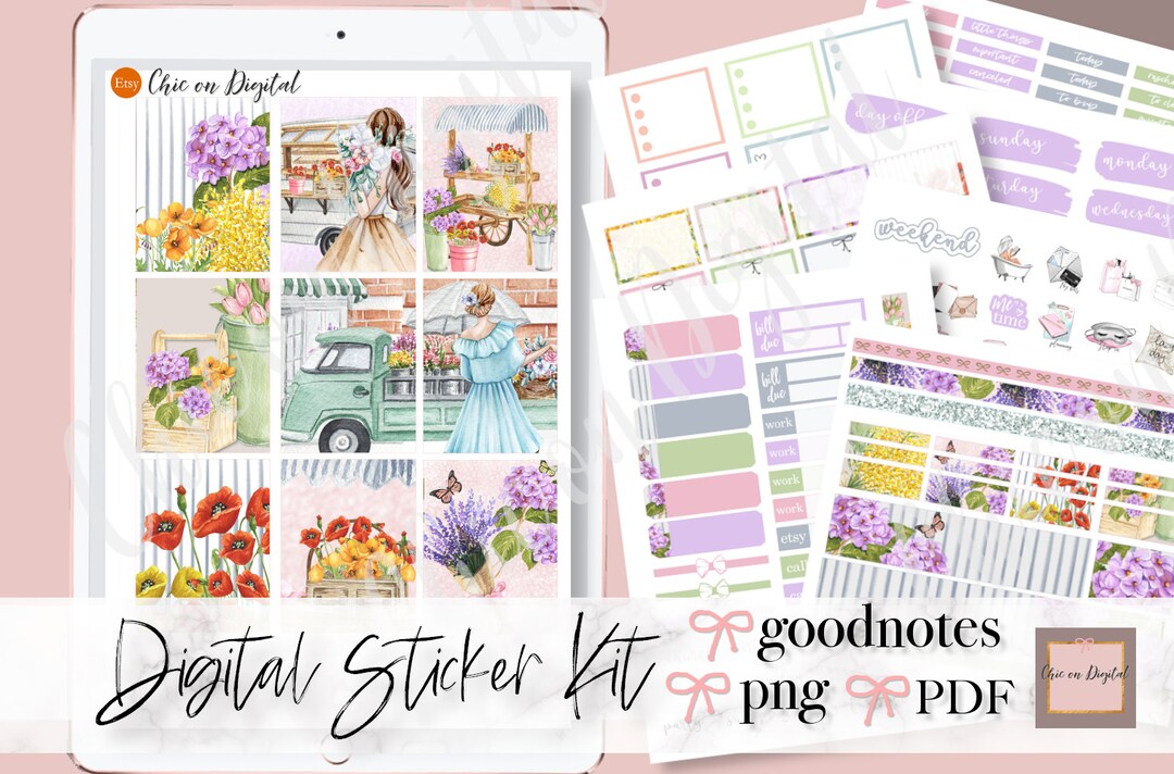 FLOWER GOODNOTES Stickers, Gardening Goodnotes Stickers, Flower Weekly ...