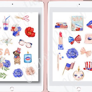 JULY MONTHLY KIT Digital Stickers, July 4th Goodnotes Planner Stickers ...