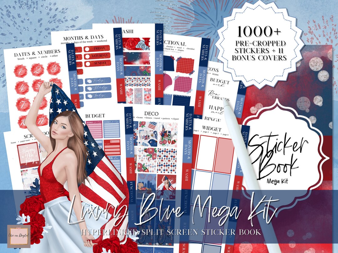 JULY 4th Digital Stickers Independence Day Sticker Notability Stickers ...