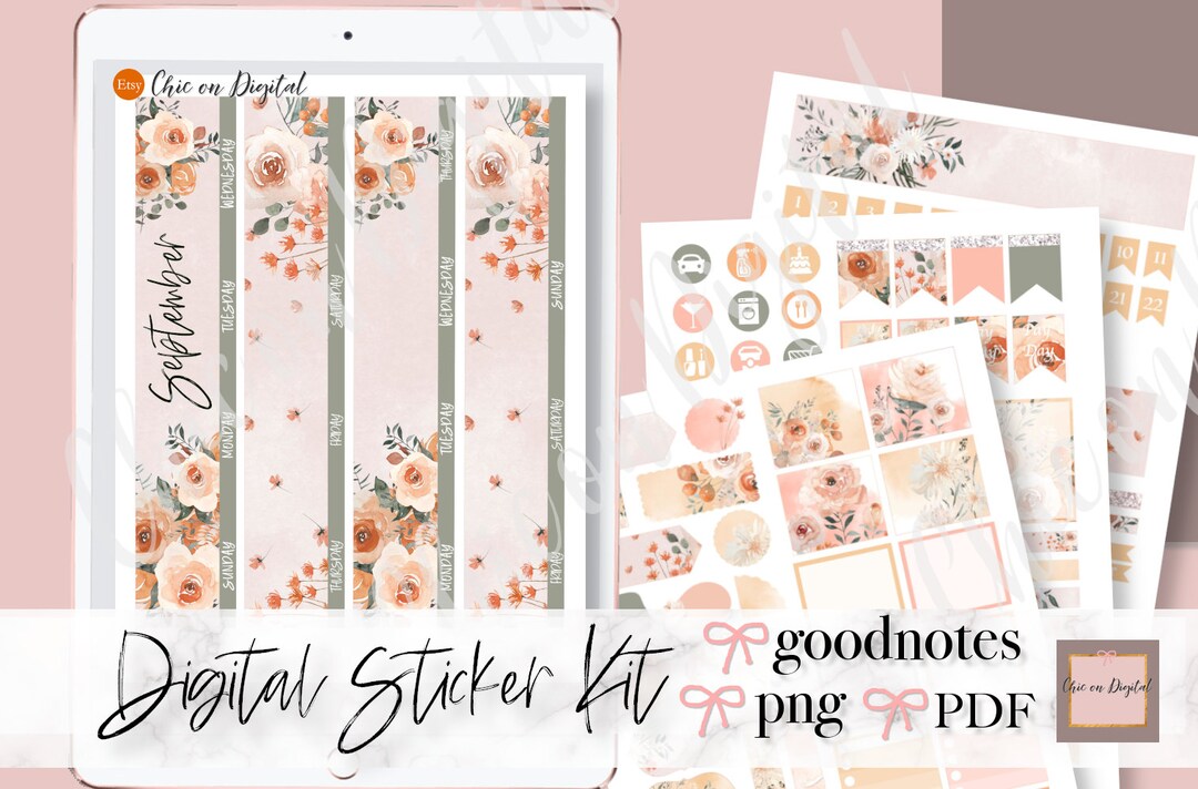 SEPTEMBER MONTHLY KIT Digital Stickers, September Goodnotes Stickers ...