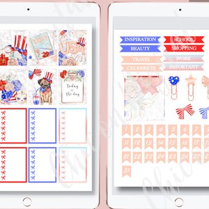 JULY MONTHLY KIT Digital Stickers, July 4th Goodnotes Planner Stickers ...