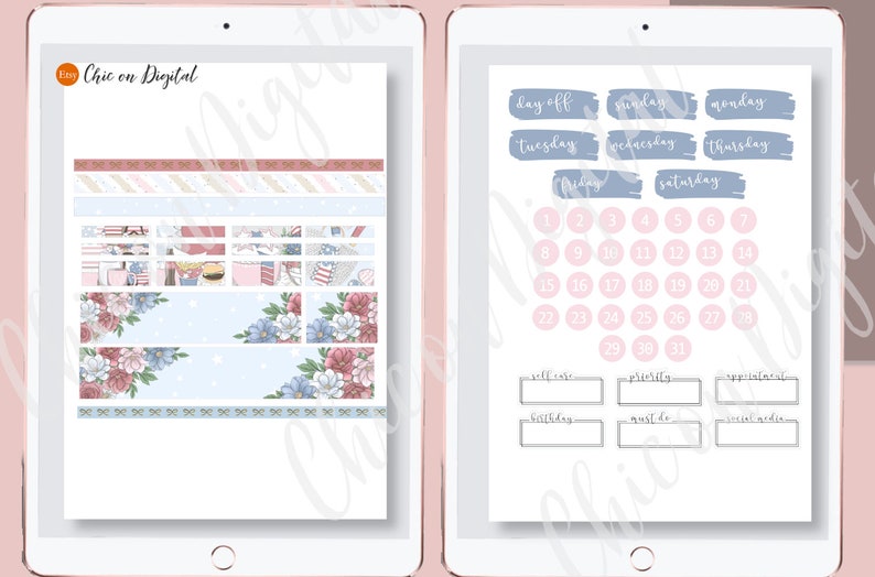 JULY MONTHLY KIT Digital Stickers July 4th Goodnotes - Etsy