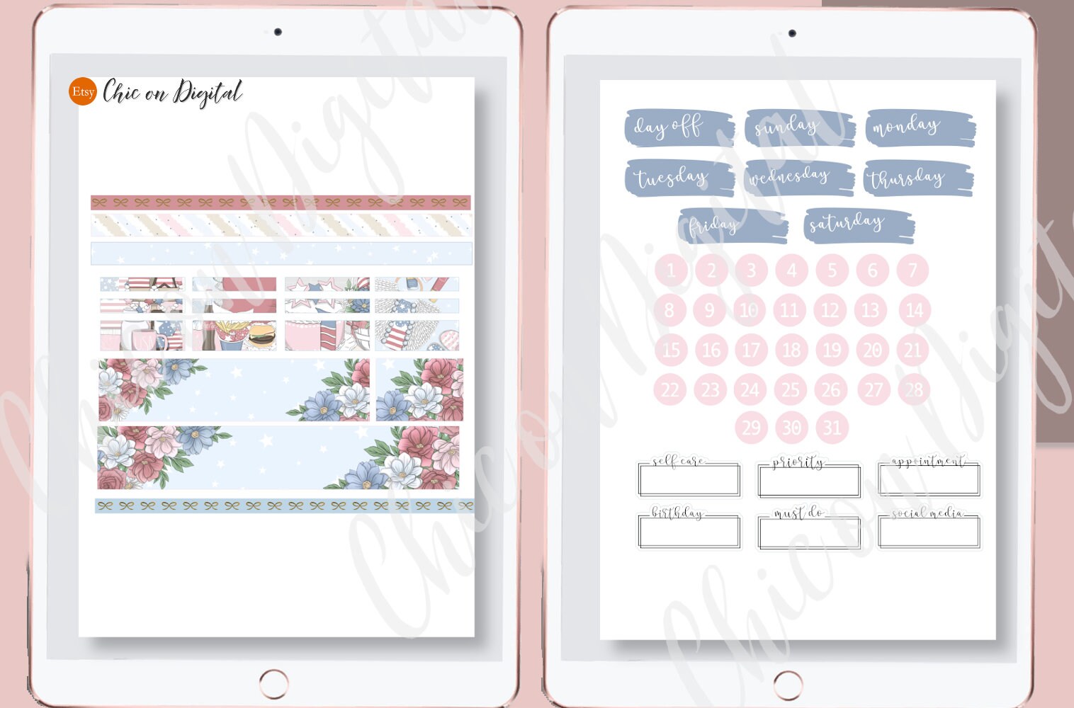 JULY MONTHLY KIT Digital Stickers July 4th Goodnotes - Etsy