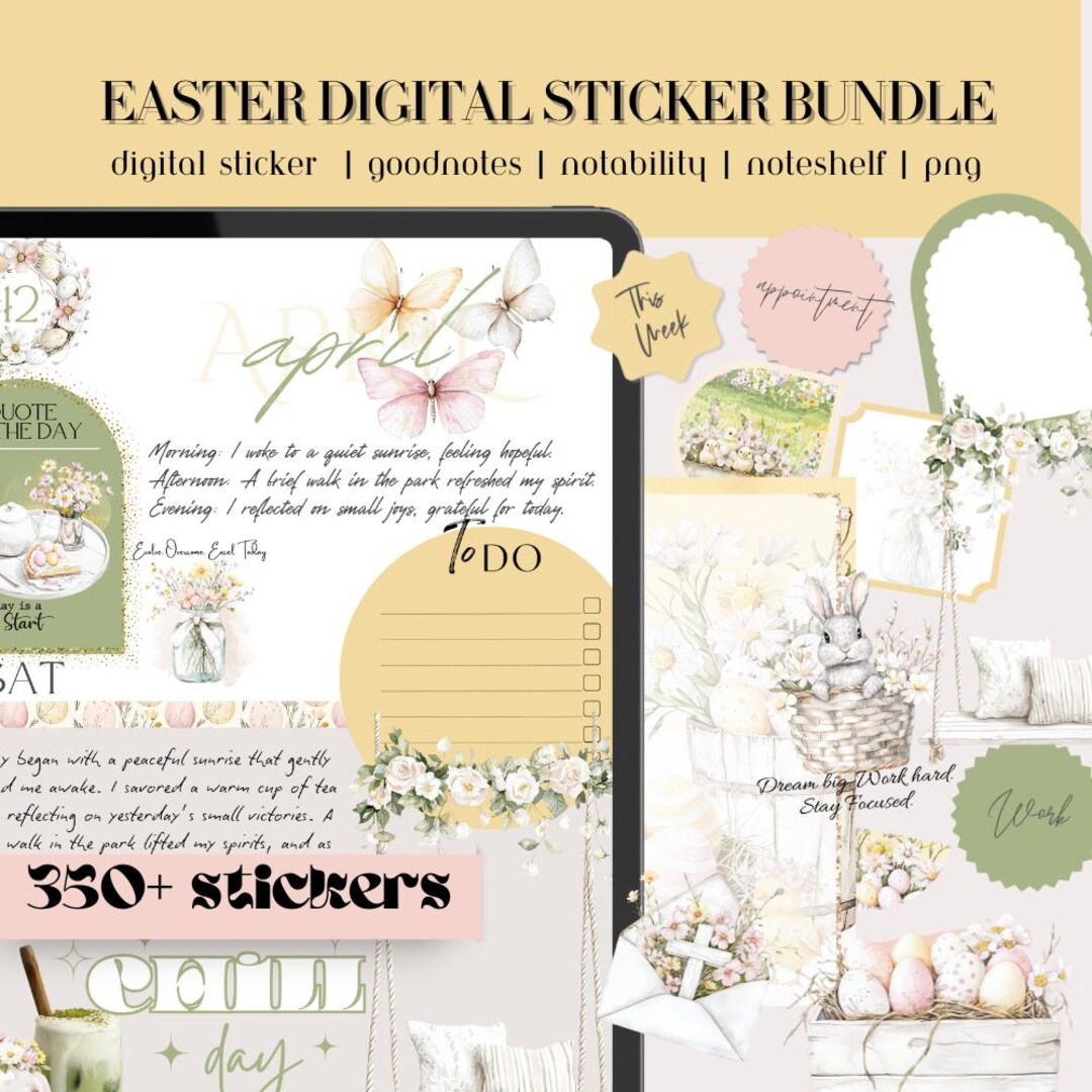 Easter April Goodnotes Sticker Bundle, Spring Digital Sticker for March ...