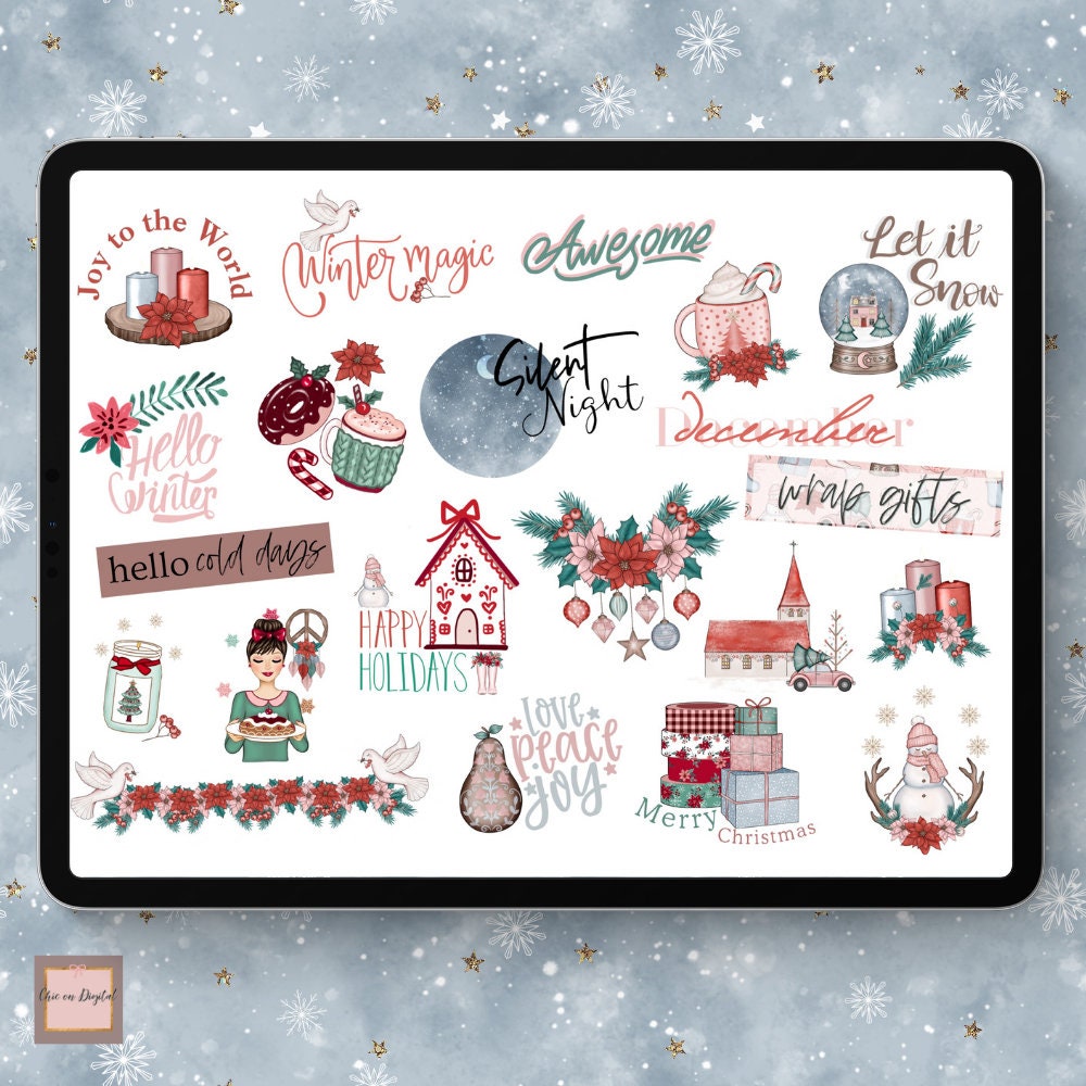 December DIGITAL PLANNER Stickers, Christmas Goodnotes Sticker, Sticker ...