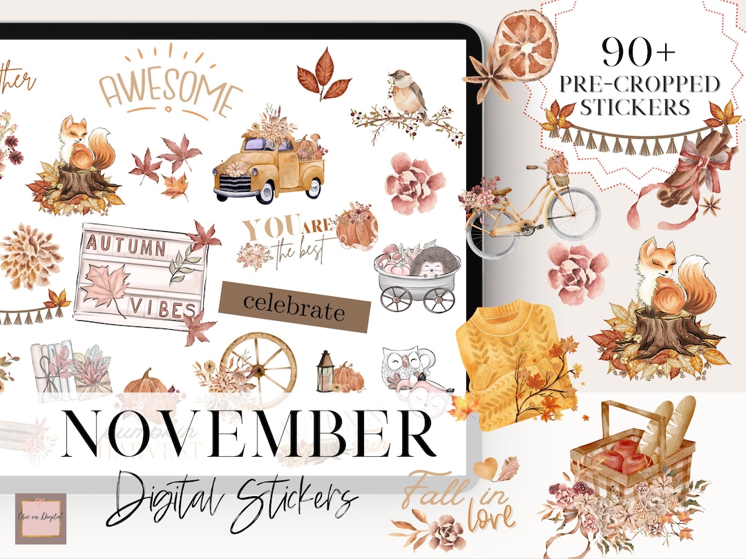 November DIGITAL PLANNER Stickers, Fall Goodnotes Sticker, Sticker for ...