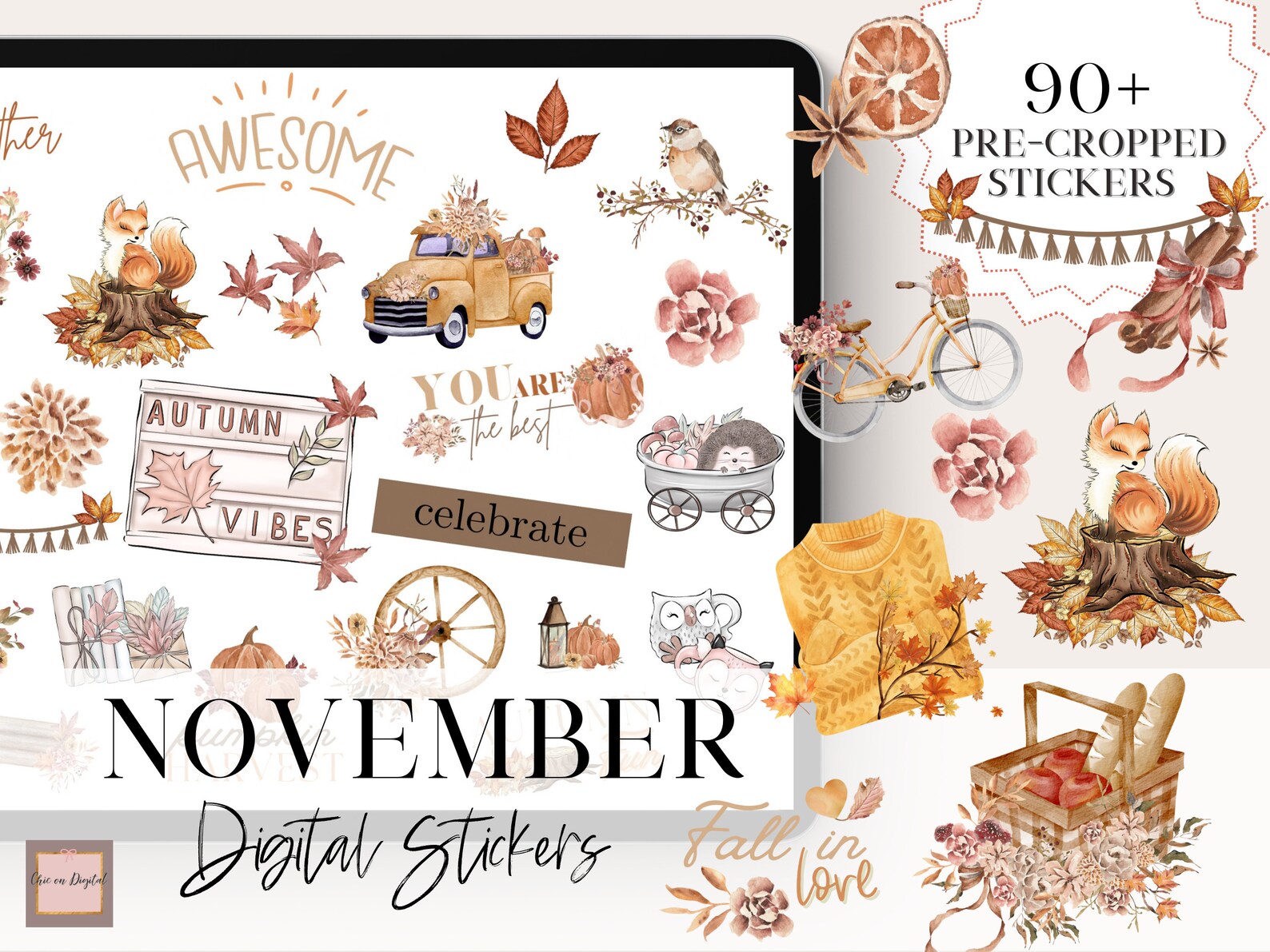 November DIGITAL PLANNER Stickers, Fall Goodnotes Sticker, Sticker for ...
