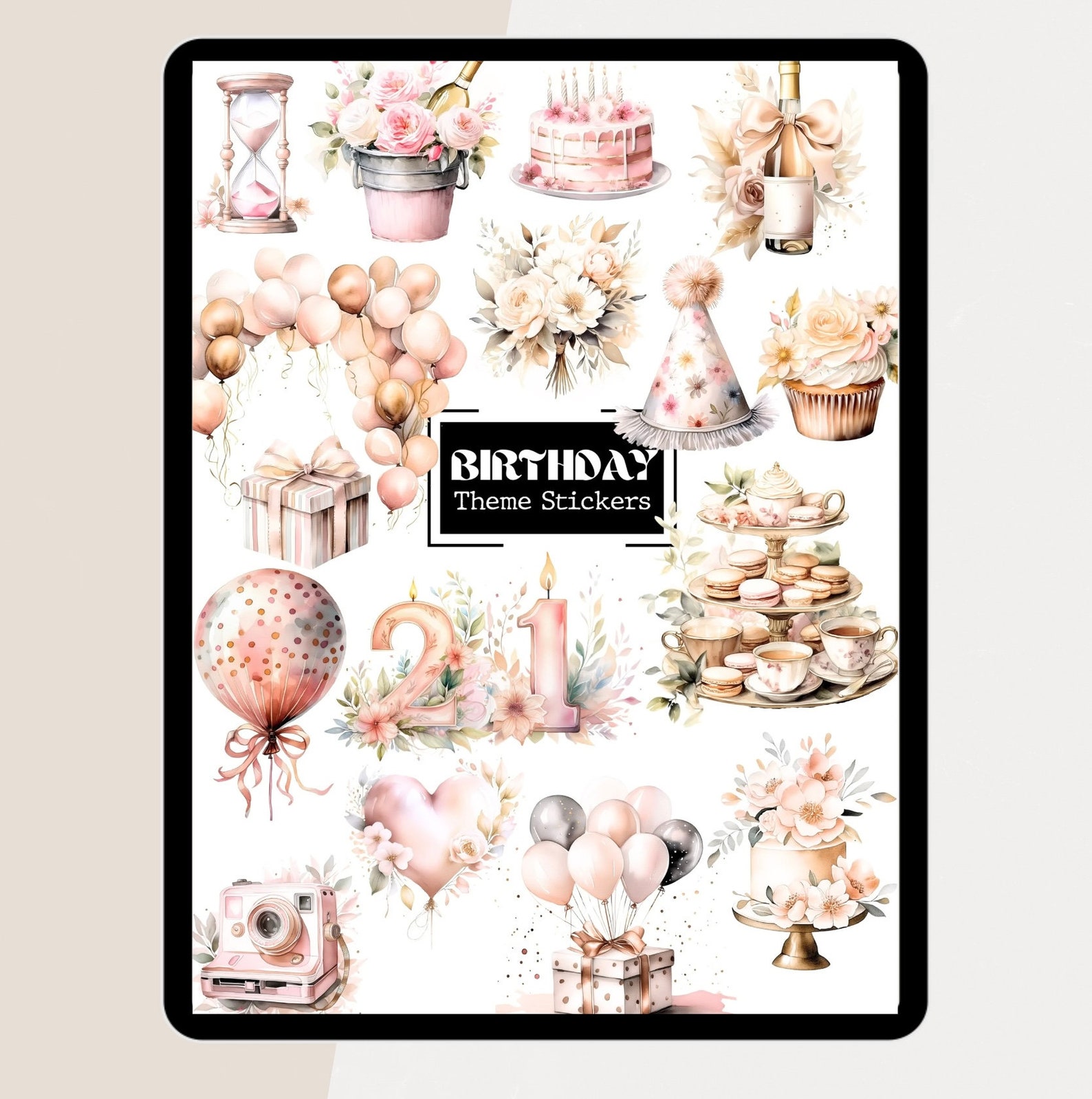 BIRTHDAY Digital Stickers, Celebration Goodnotes Stickers, Date ...