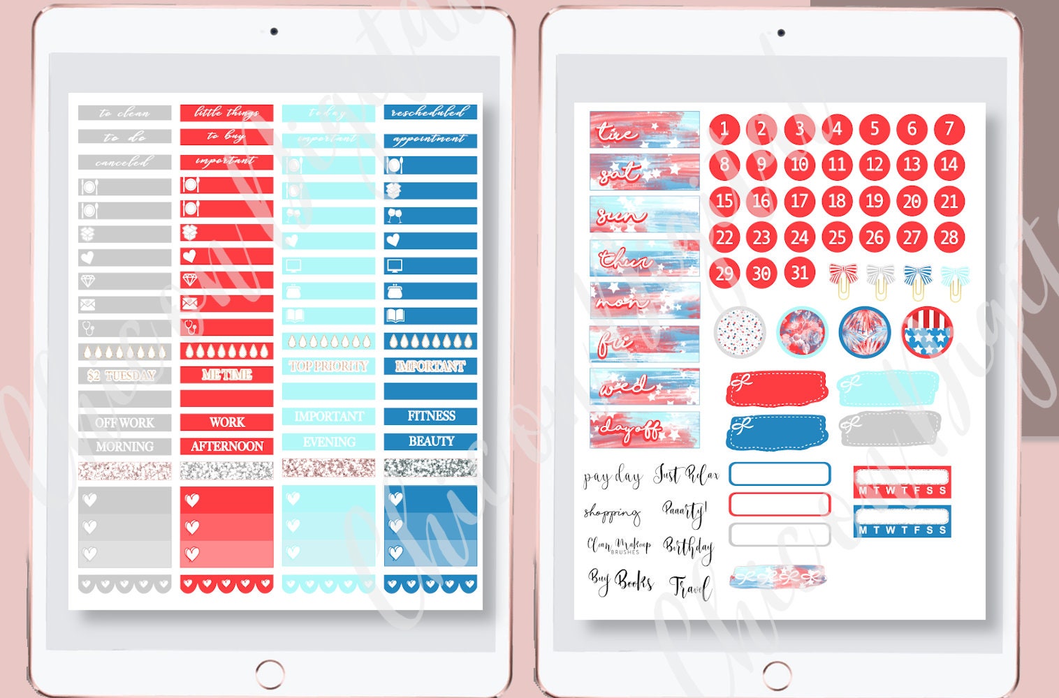 GOODNOTES STICKERS July 4th Digital Planner Stickers - Etsy
