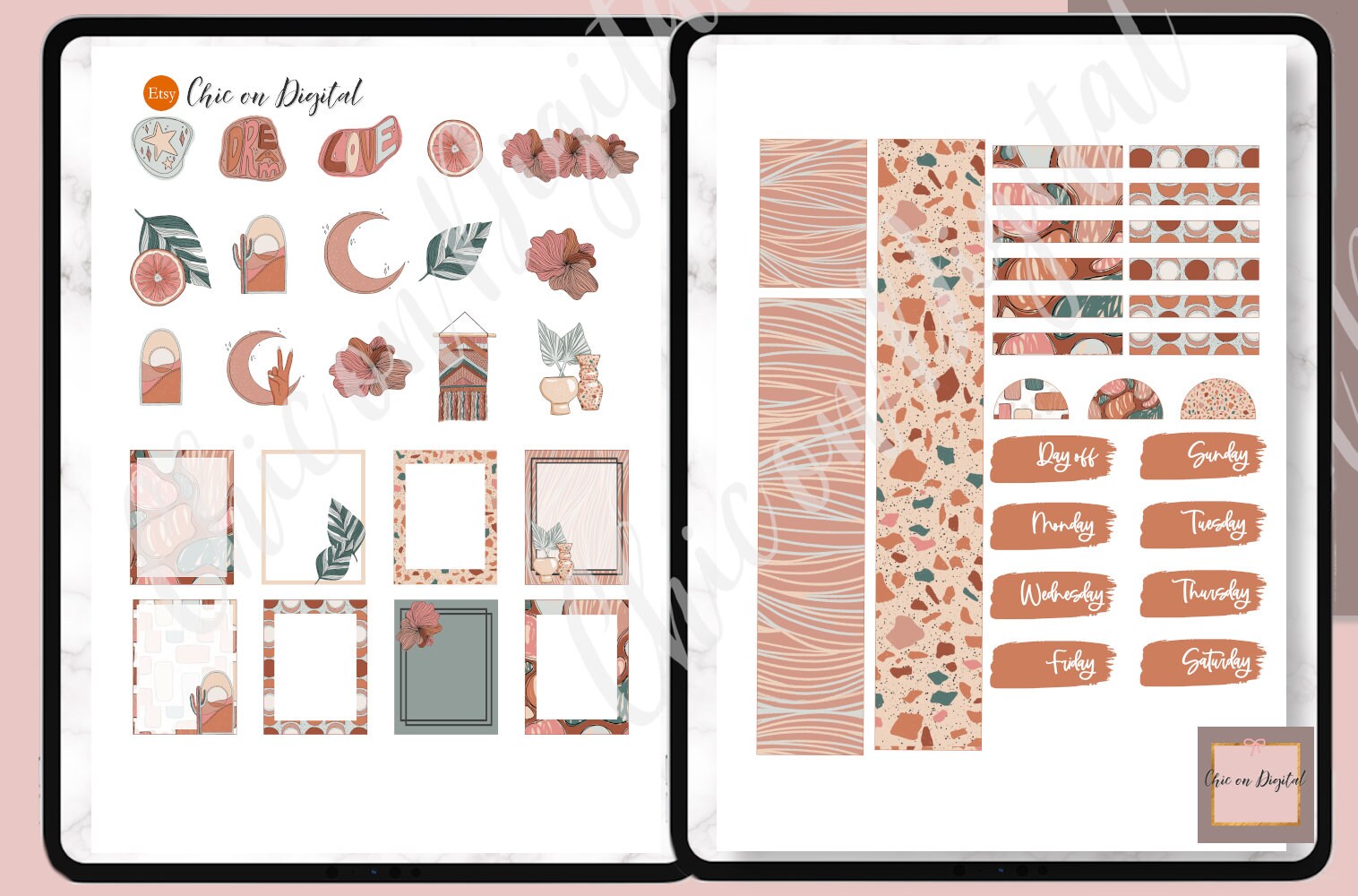 BOHO Summer GOODNOTES STICKERS, Boho Digital Stickers, Date Goodnotes ...