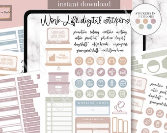 Work-life Digital Stickers Minimalist Job Goodnotes Sticker - Etsy