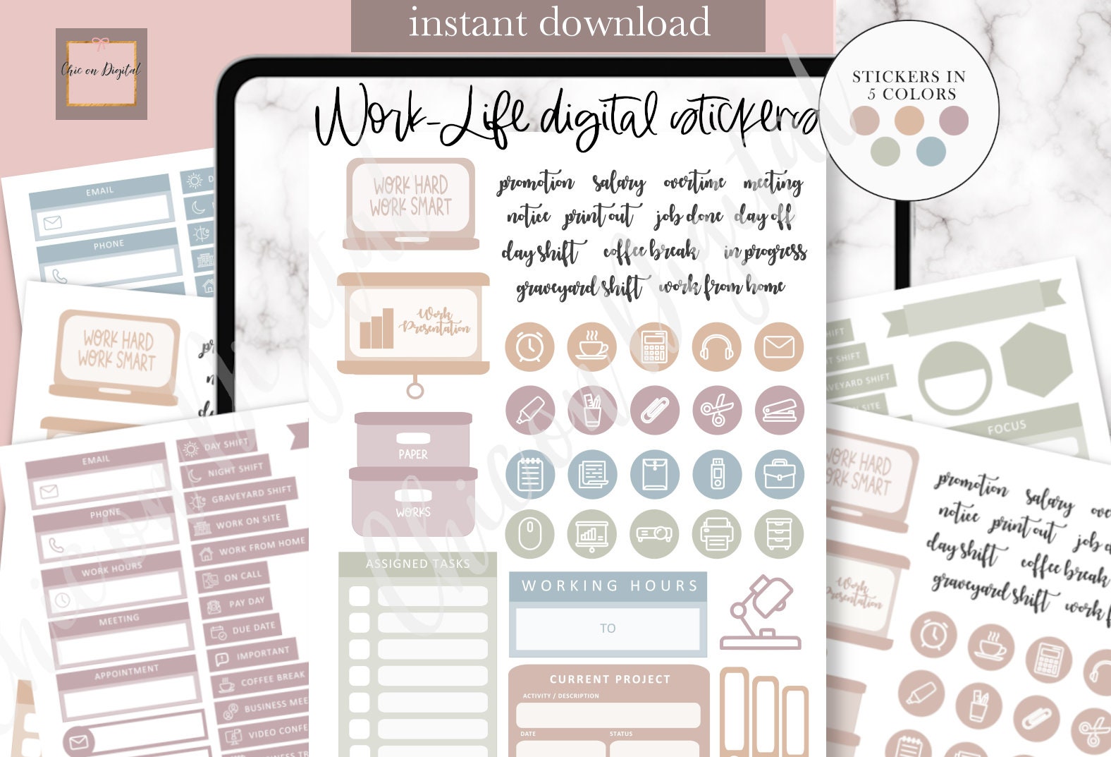 WORK DIGITAL Sticker Job Planning Digital Sticker Work - Etsy