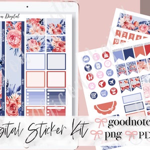 JULY MONTHLY KIT Digital Stickers, July 4th Goodnotes Planner Stickers ...