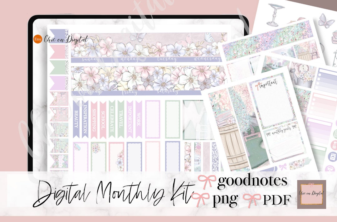 MARCH MONTHLY KIT Digital Stickers, March Goodnotes Stickers, March ...