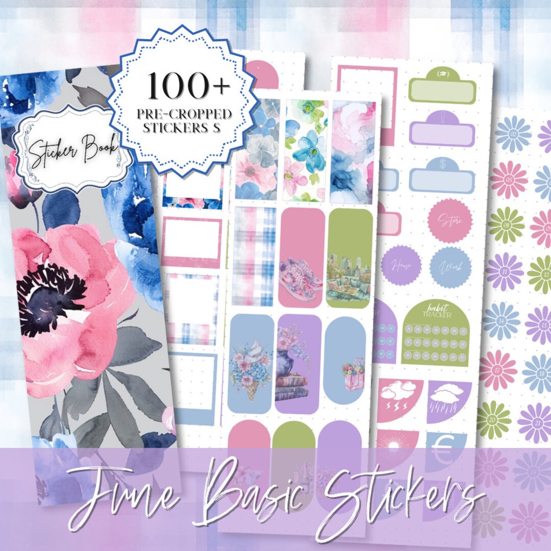 June BASIC Digital Sticker, May Widget Shapes Digital Stickers, Spring ...
