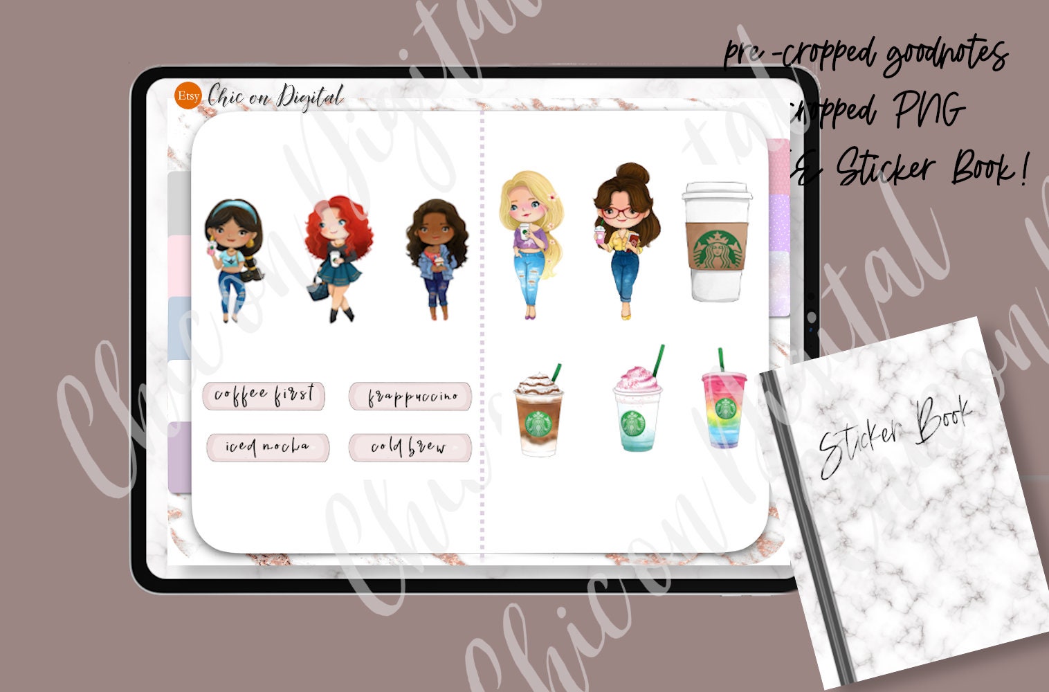 COFFEE GIRL DIGITAL Stickers Cute Coffee Goodnotes Stickers - Etsy
