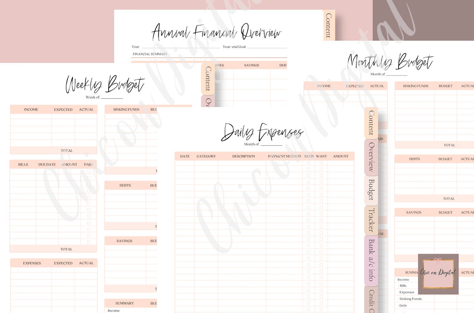 DIGITAL BUDGET Planner Digital Finance Planner Monthly - Etsy