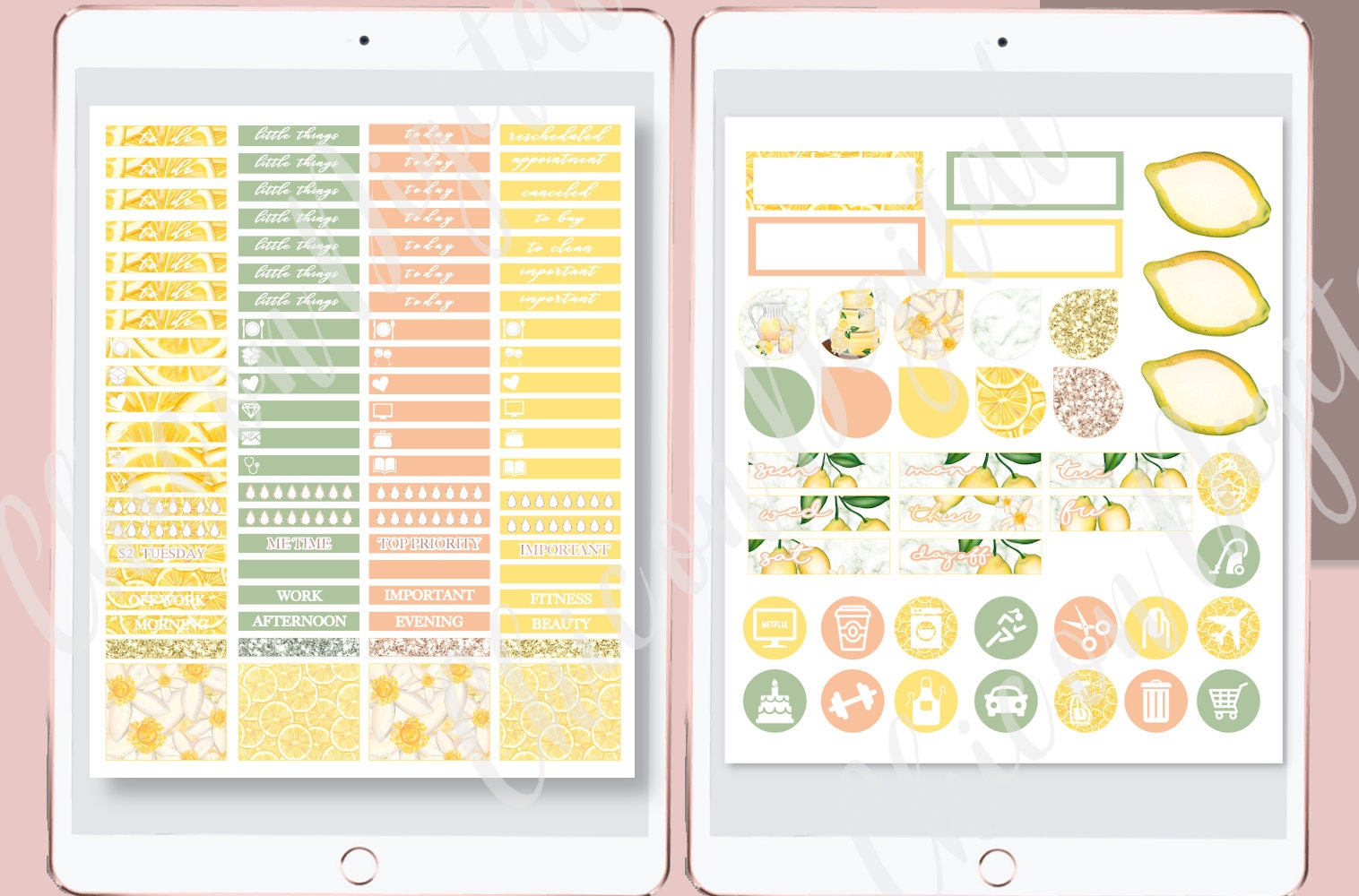 GOODNOTES STICKER KIT Summer lemon digital Planner Sticker | Etsy