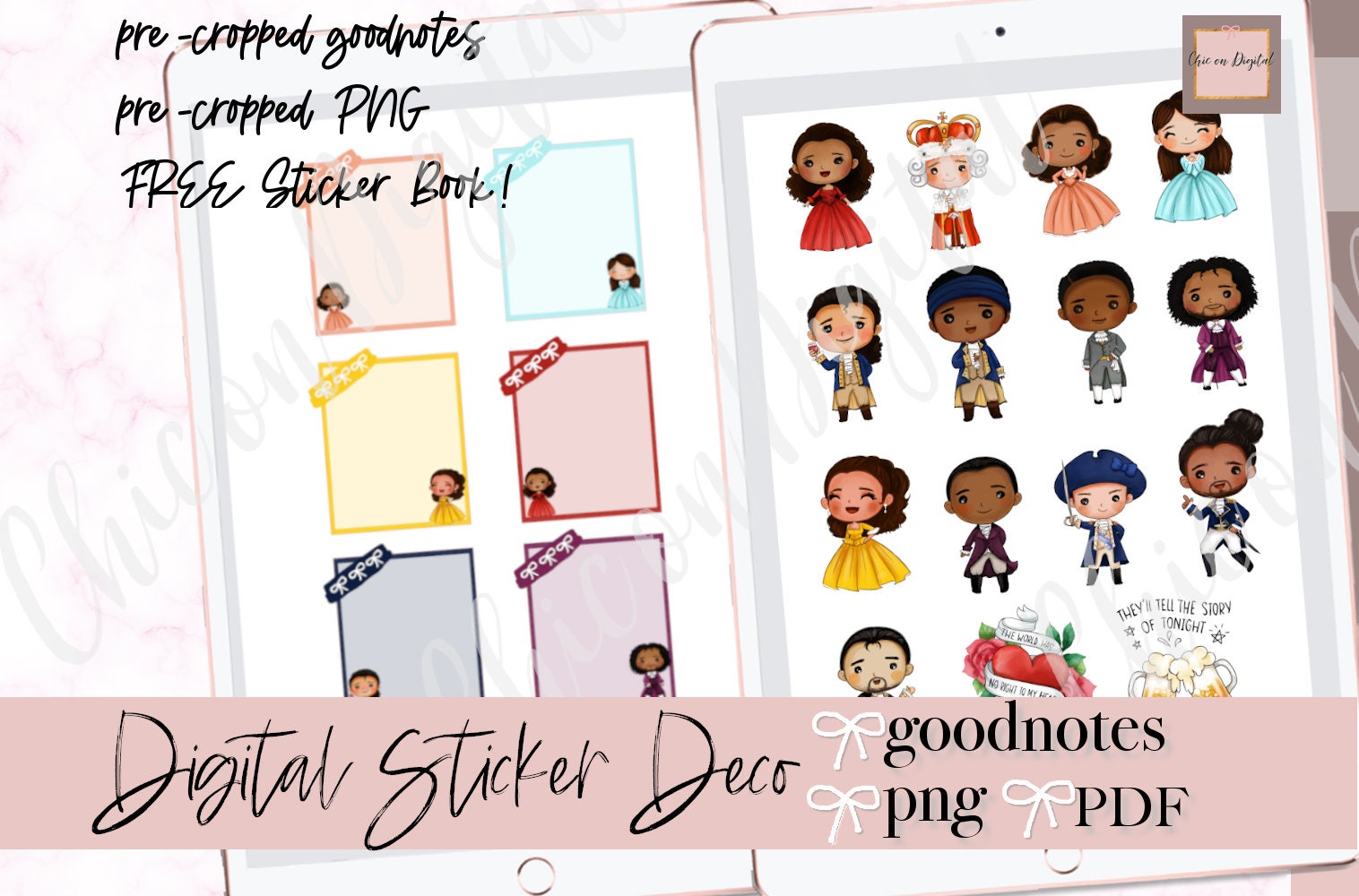 HAMILTON MUSCIAL DIGITAL Stickers, Cute Hamilton Goodnotes Stickers ...