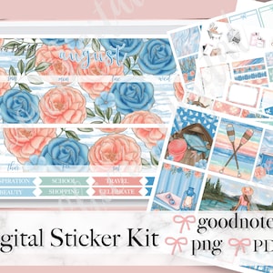 AUGUST MONTHLY KIT Digital Stickers, August Goodnotes Planner Stickers ...